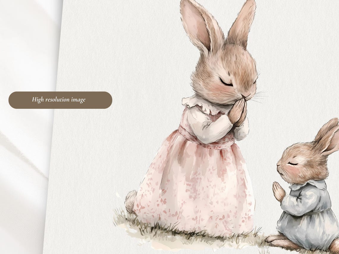 Praying Mom and Baby Rabbit Nursery Wall Art | Printable Christian Kid ...