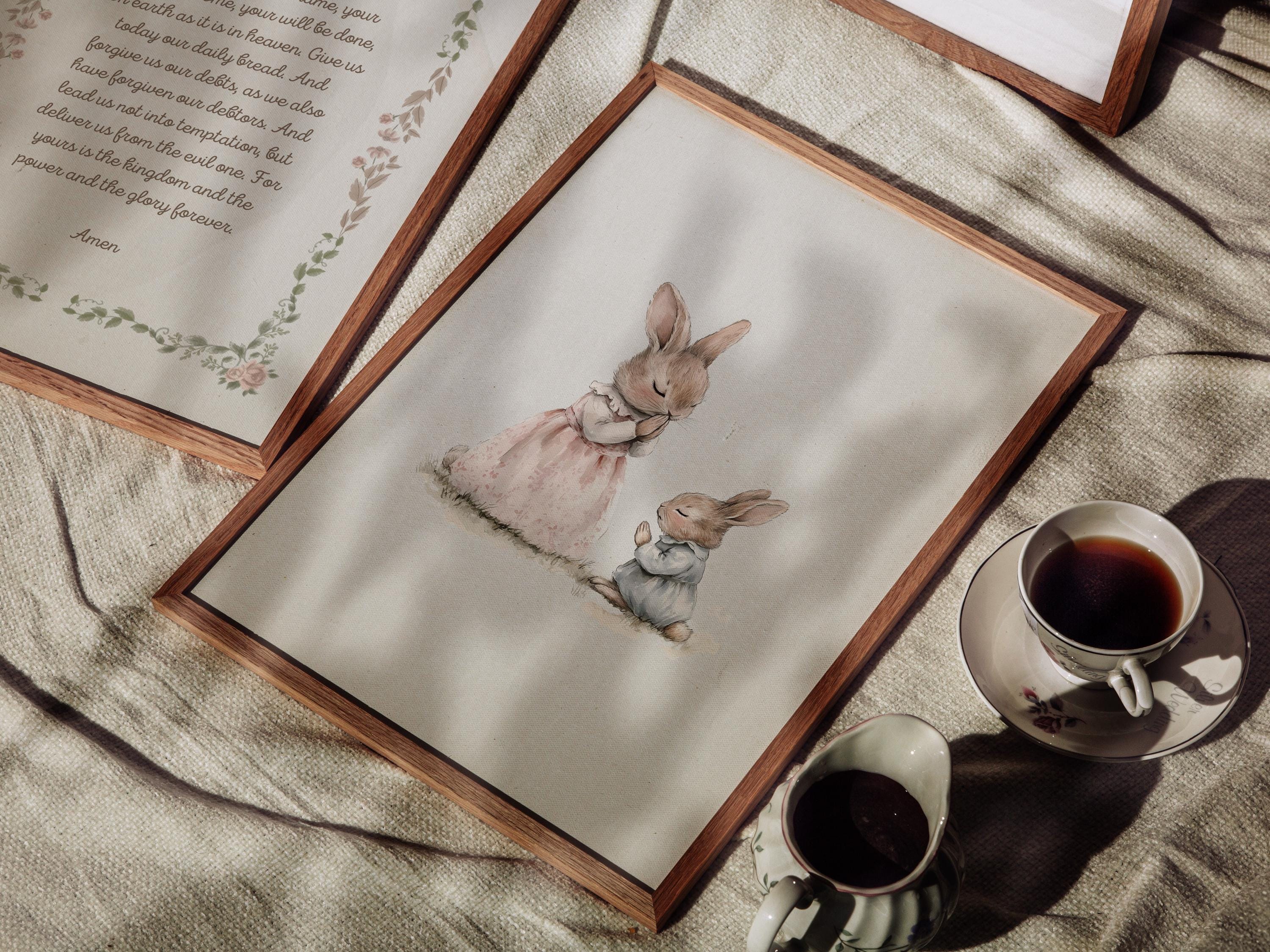 Praying Mom and Child Bunny and the Lord's Prayer Nursery Wall Art ...