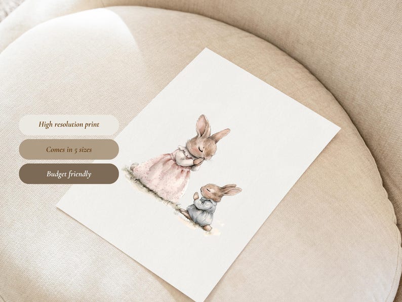 Praying Mom and Baby Rabbit Nursery Wall Art | Printable Christian Kid ...