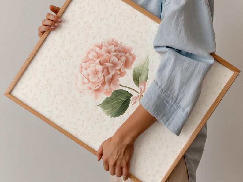 Girl Room Print, Pink Hydrangea Flower Wall Decor for Nursery, Floral ...