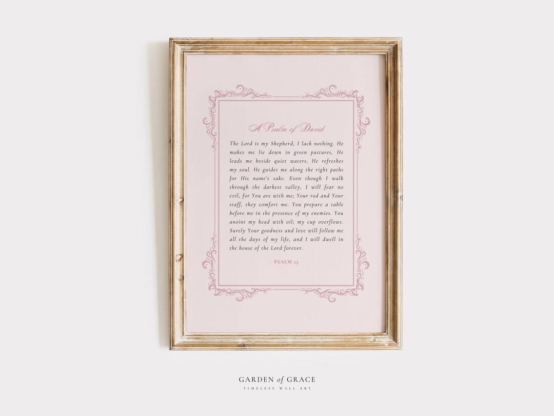 Pink Psalm 23 Nursery Wall Art | Christian Neutral Girl's Room Decor ...