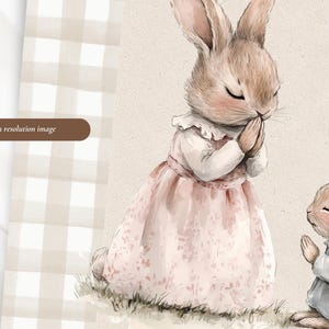 Praying Mom and Baby Rabbit Nursery Wall Art, Printable Christian Kid's ...