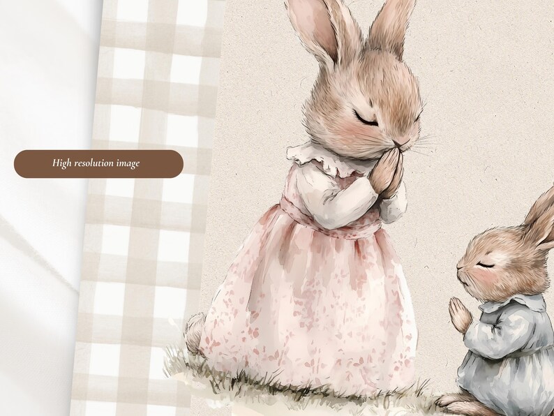 Praying Mom and Baby Rabbit Nursery Wall Art, Printable Christian Kid's ...