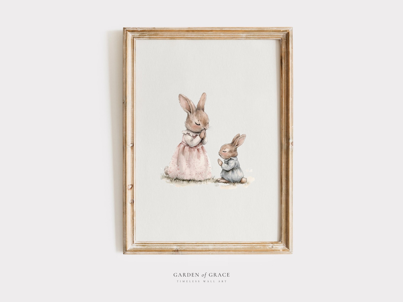 Praying Mom and Baby Rabbit Nursery Wall Art | Printable Christian Kid ...