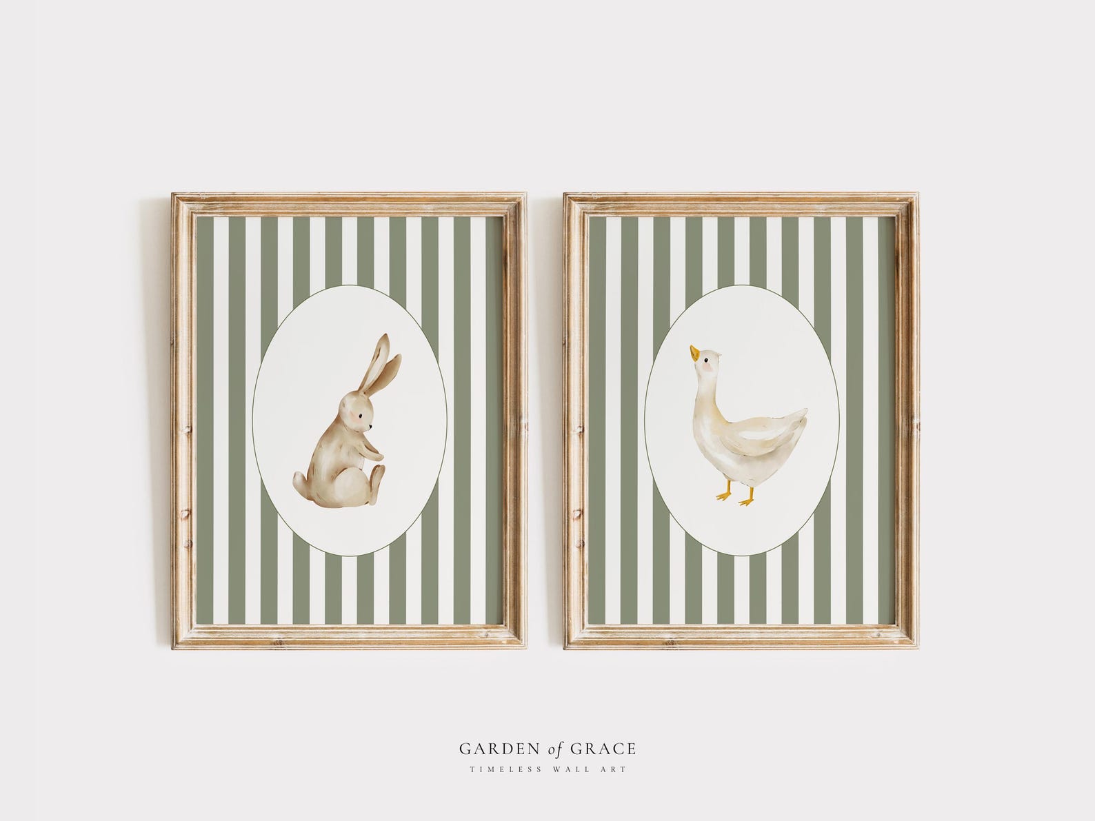 Bunny Goose Nursery Wall Art Set of 2, Farmhouse Kid's Room Decor, Farm ...
