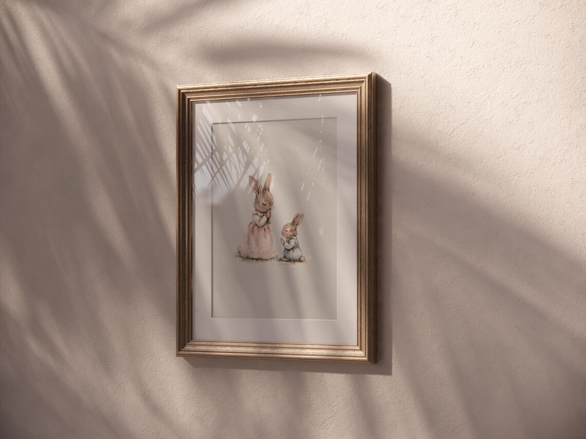 Praying Mom and Baby Rabbit Nursery Wall Art | Printable Christian Kid ...
