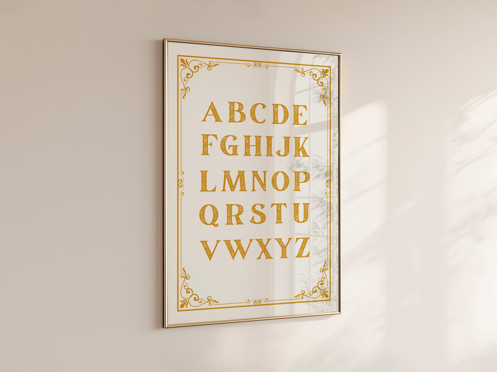 Vintage Alphabet Wall Art | Yellow Kid's Room Decor | Educational ABC ...