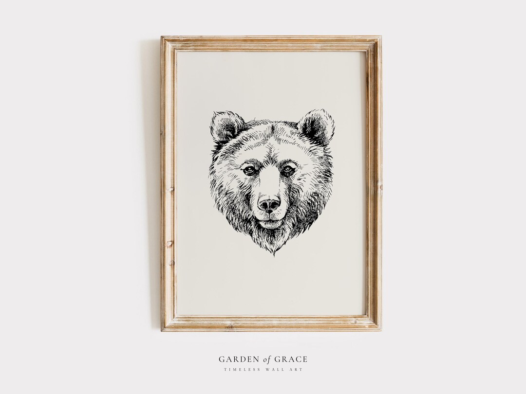 Cottage Core Bear Nursery Wall Art | Farmhouse Kid's Room Decor ...