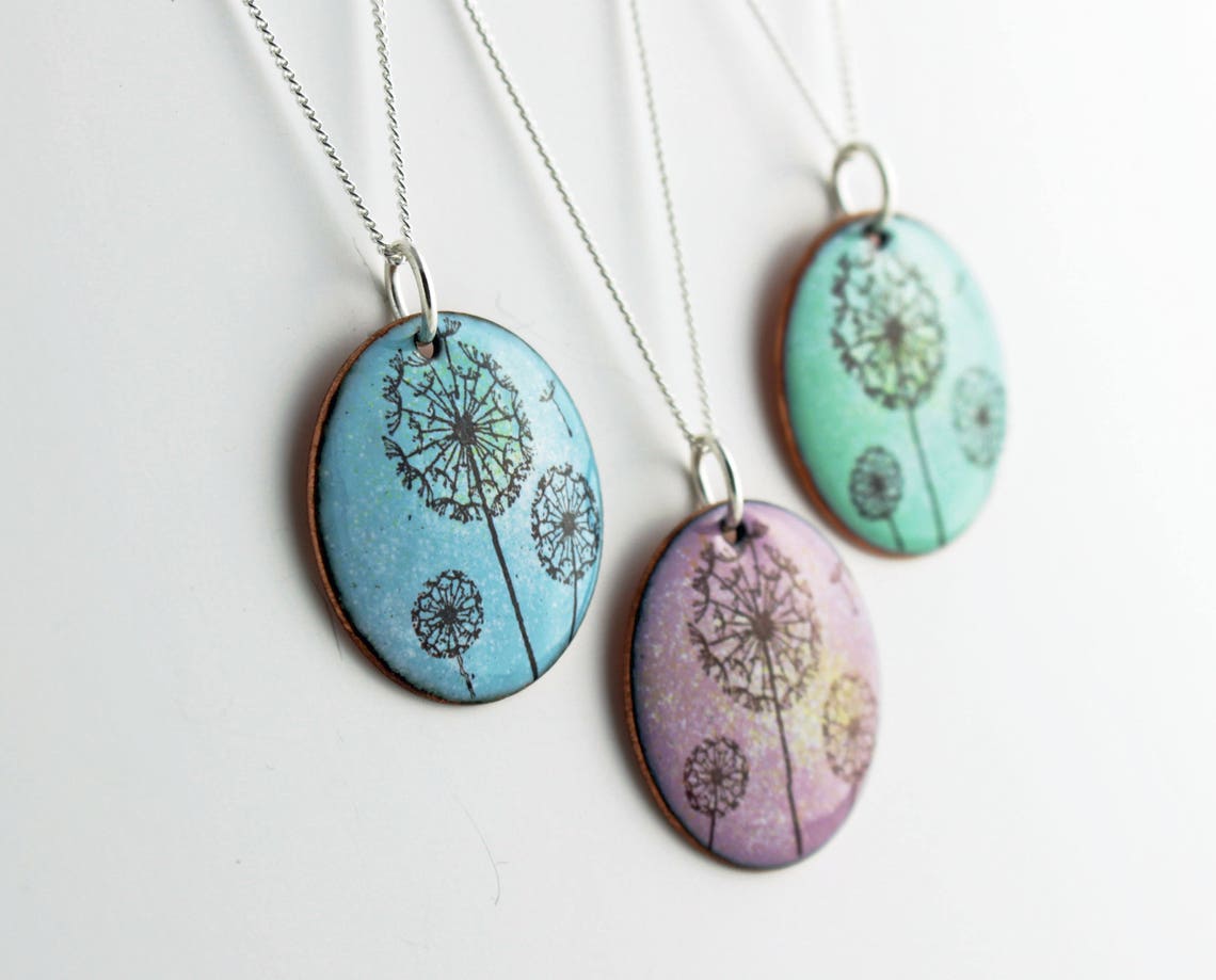Dandelion Pendant Enamel Circular Dandelion Pendant. Nature | Etsy