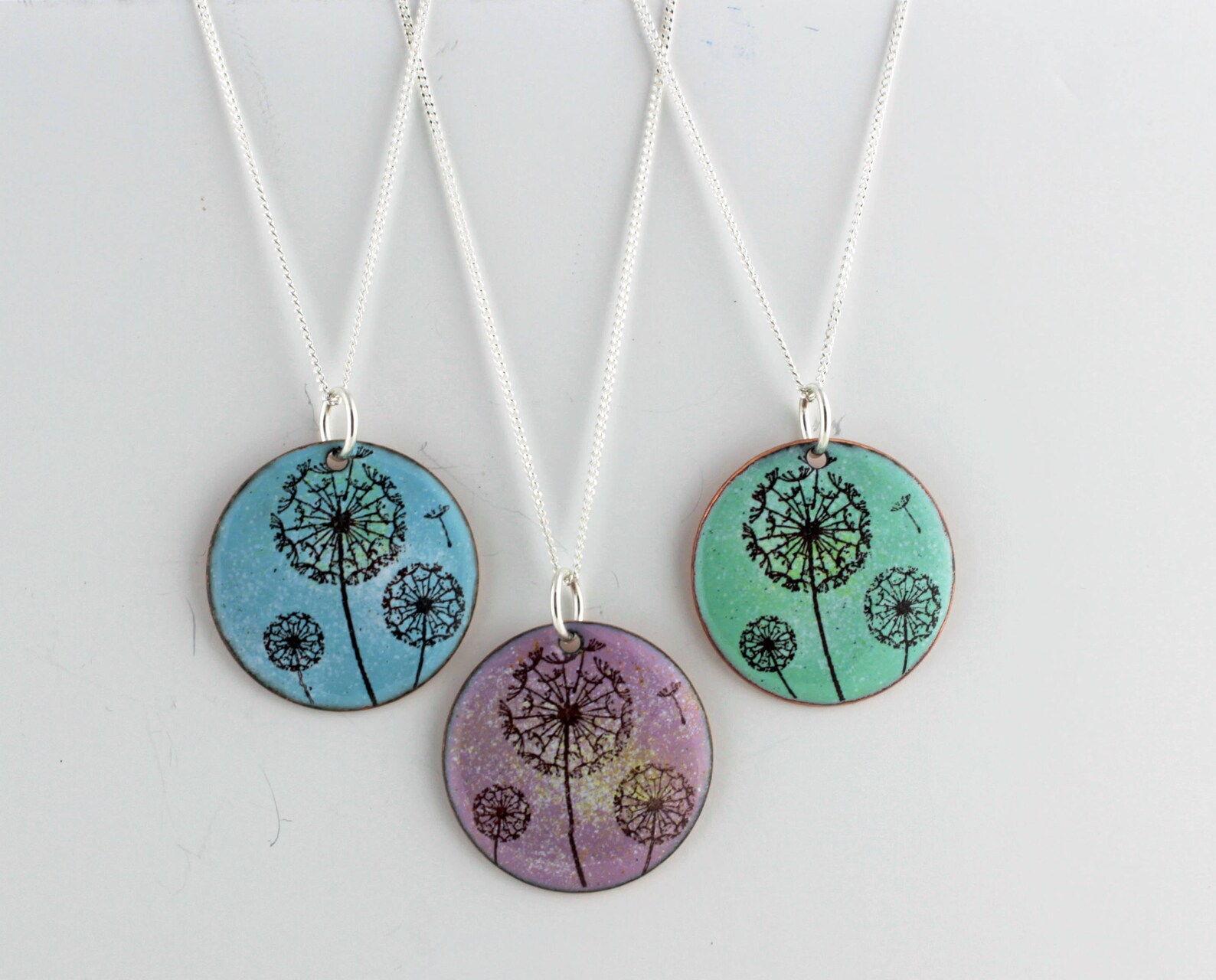 Dandelion Pendant Enamel Circular Dandelion Pendant. Nature - Etsy