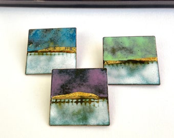 Blue Enamel Brooch - Etsy