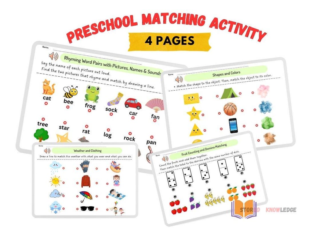 Pre-school Matching Activity - Etsy
