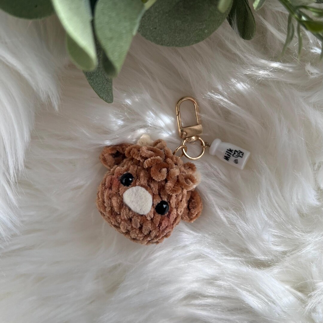 Crocheted Highland Moo Cow Keychain | Cute Handmade Amigurumi Bag Charm ...