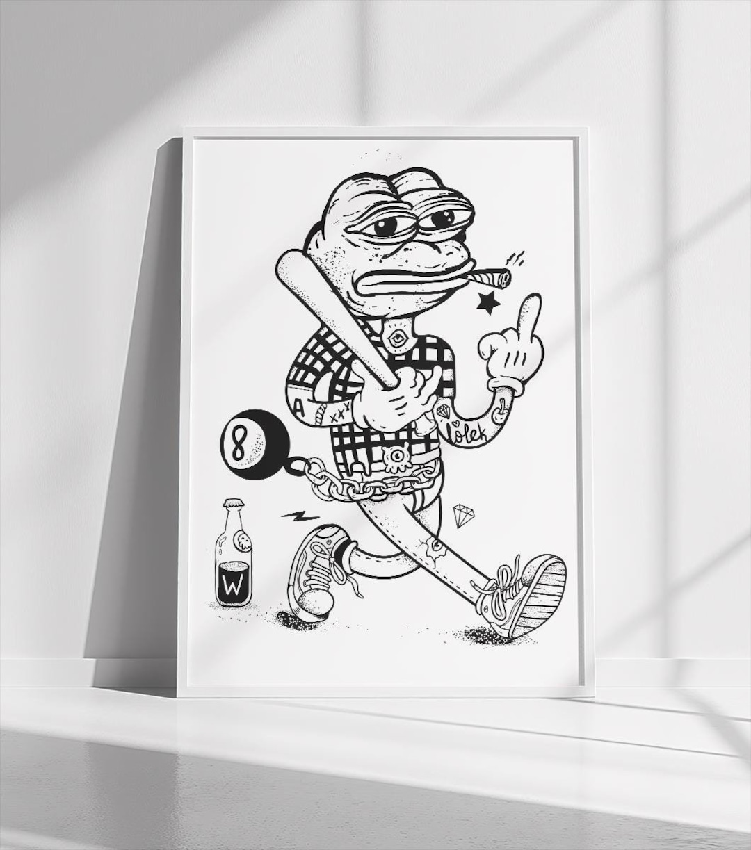 Rebellious Pepe Meme Punk Doodle Art Printable Digital Download PDF ...