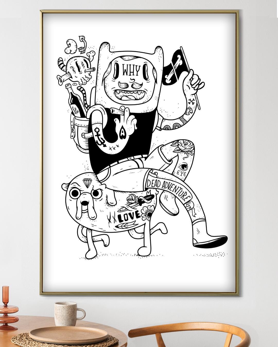 Adventure Time Finn Street Art Print – Urban Pop Poster, Wall Decor for ...