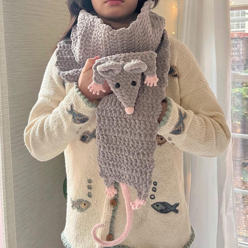 Handmade Crochet Rat Scarf, Animal Lover Gift - Etsy
