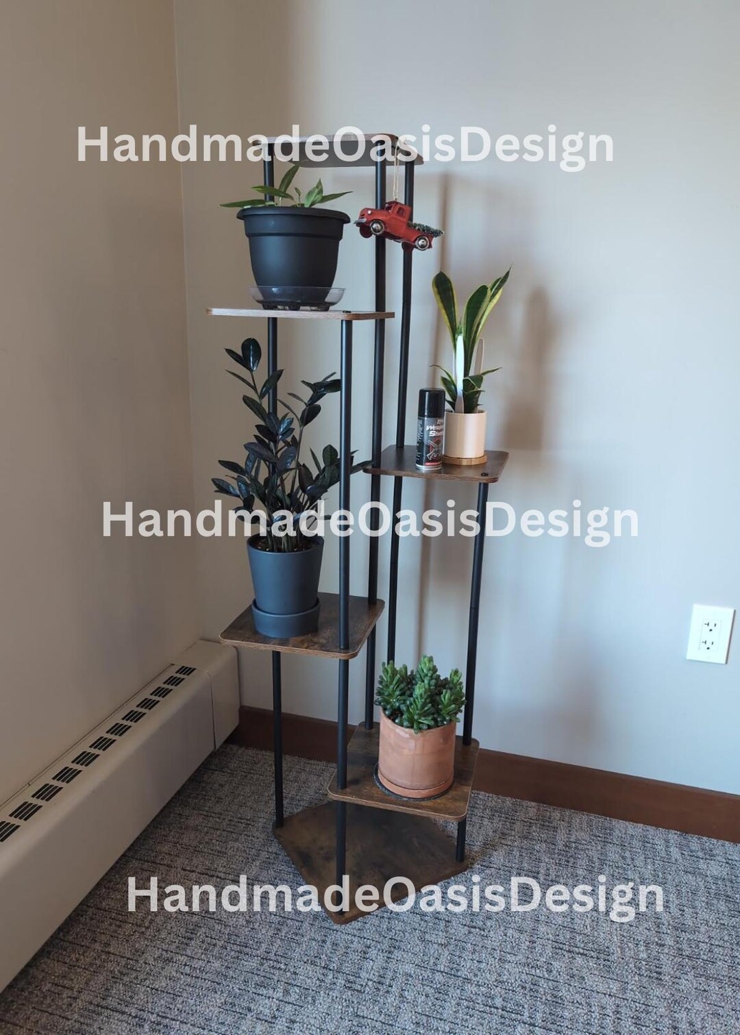 Multi Tier Wood & Metal Plant Stand | Indoor Plant Stand | Tall Plant ...