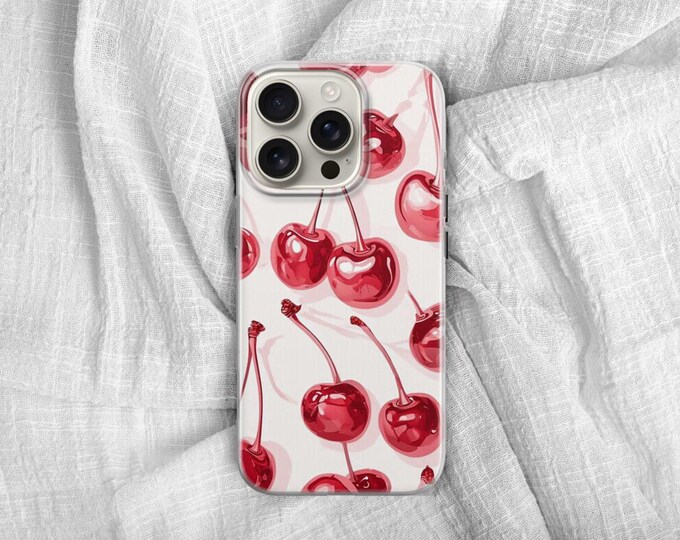 Juicy Cherry Collage Phone Case, Cherry Red Aesthetic, Fruit Phone Case ...