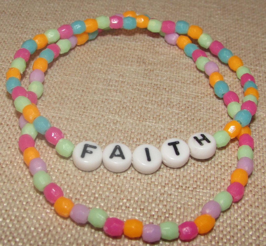 Multi Colored Faith Beaded Bracelet - Etsy