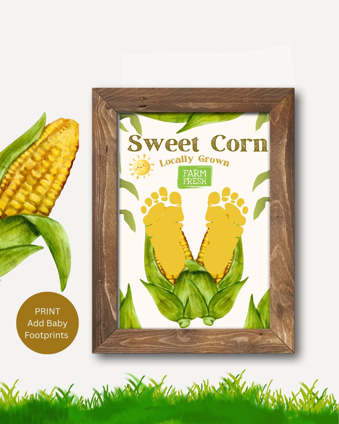 Farm Fresh Footprint Art, Sweet Corn Sign, Baby Craft Keepsake, Nursery ...