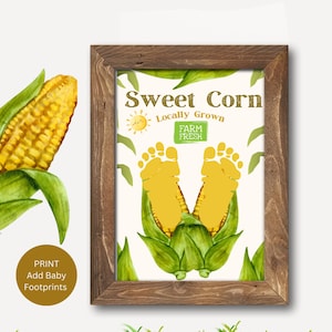 Farm Fresh Footprint Art, Sweet Corn Sign, Baby Craft Keepsake, Nursery ...