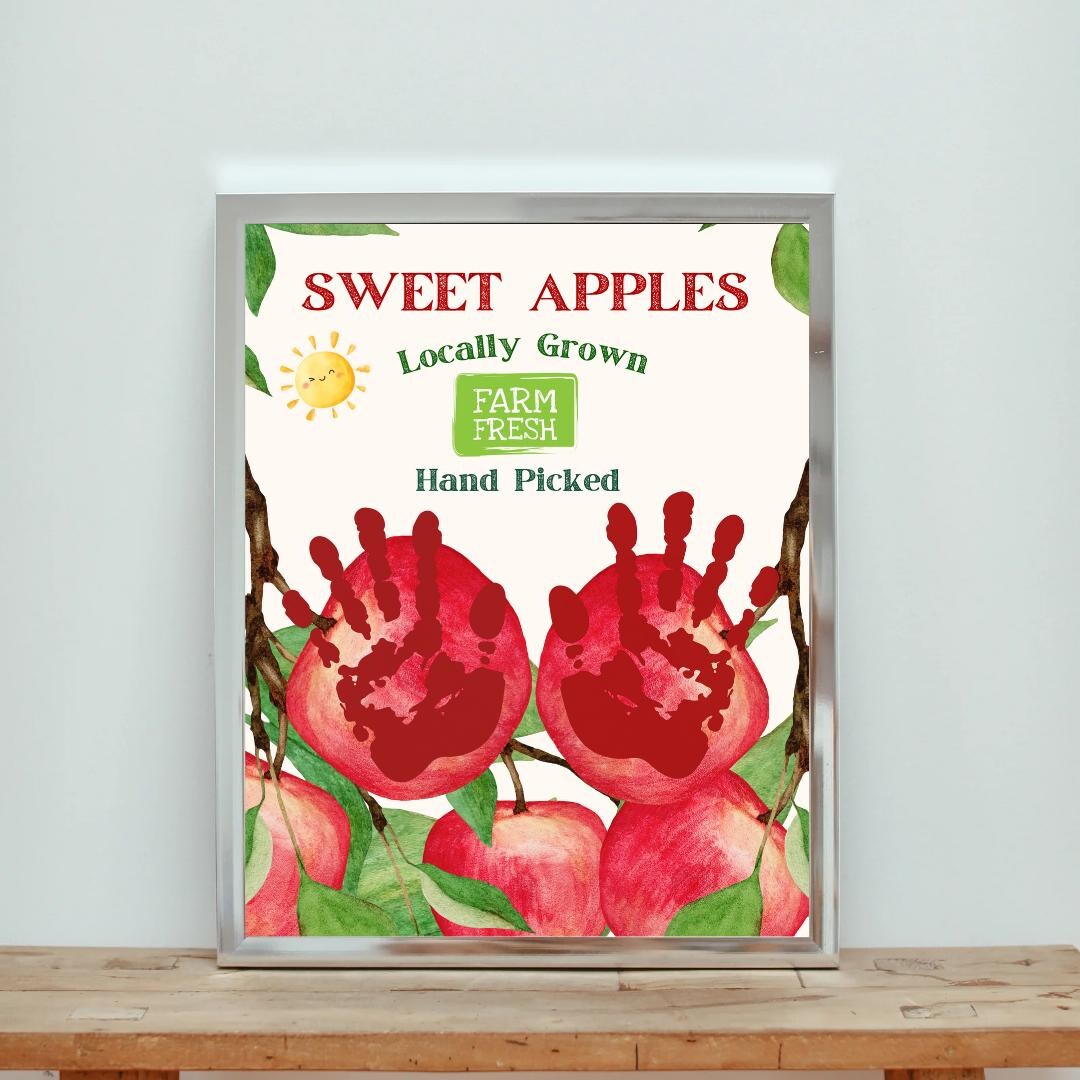 Farm Sign Apple Handprint Art, Sweet Apples Art, Baby Craft Keepsake ...