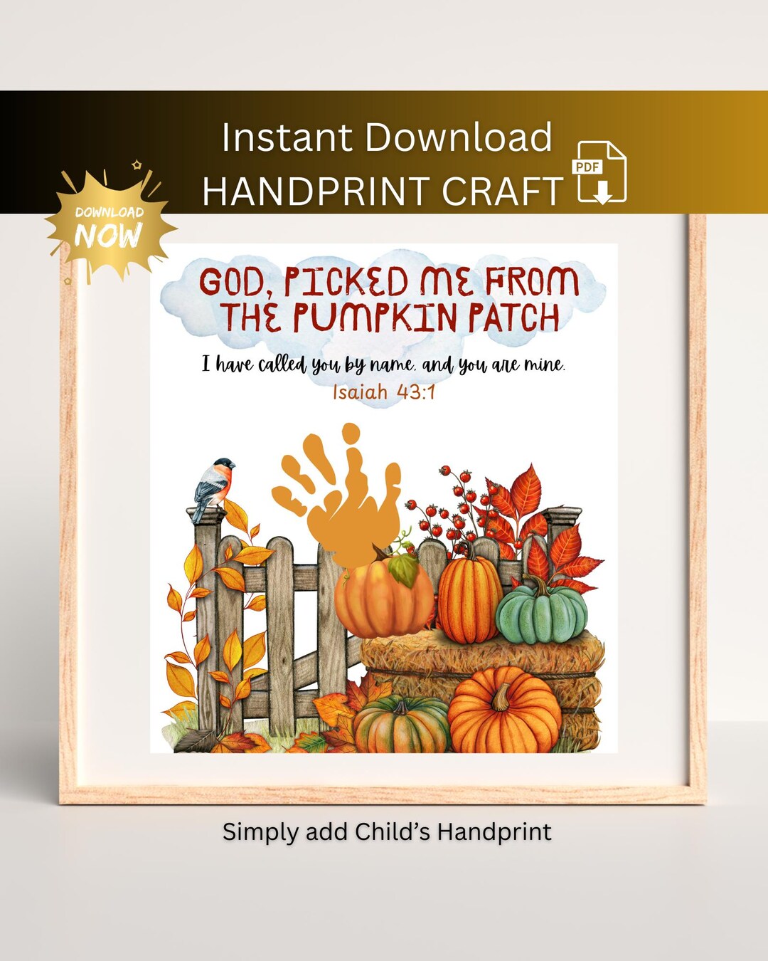 Fall Handprint Art Craft, God Picked Me From the Pumpkin Patch Craft ...