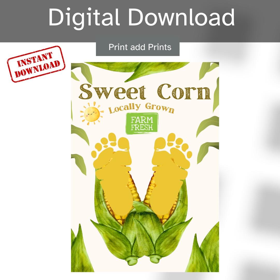 Farm Fresh Footprint Art, Sweet Corn Sign, Baby Craft Keepsake, Nursery ...