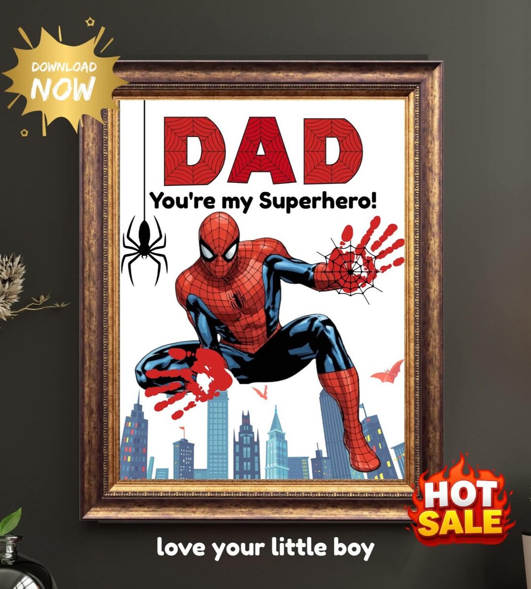 DAD "you’re My Superhero" Spider Man Handprint Art Gift | Papa ...