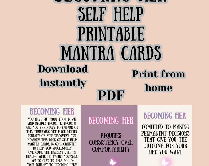 Printable Self-love Mantra Cards: Becoming HER (PDF Download) - Etsy