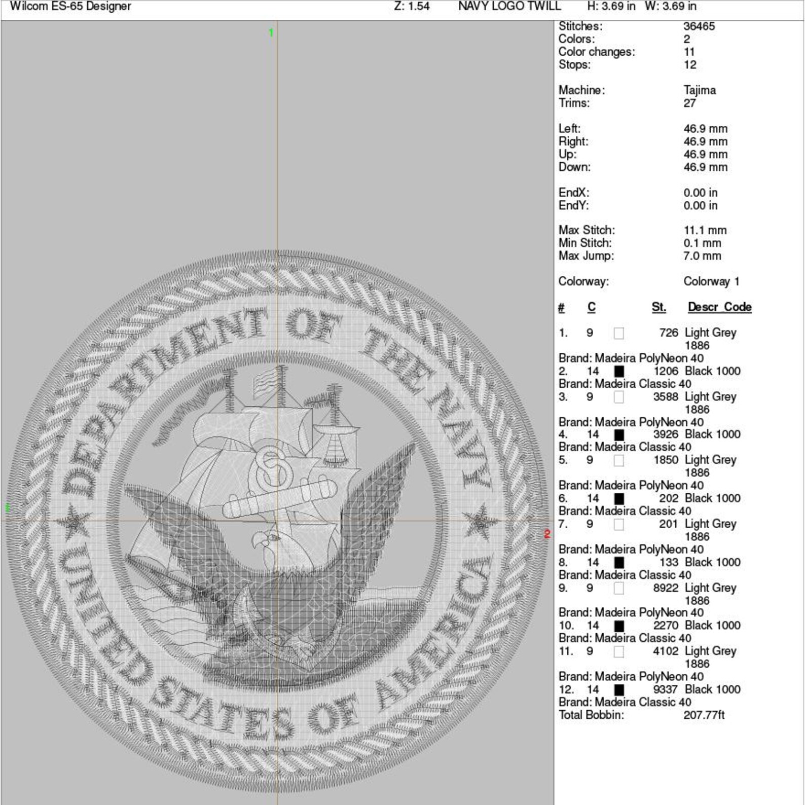 Navy Logo Twill Embroidery Design | Bold & Professional | Ultra High ...