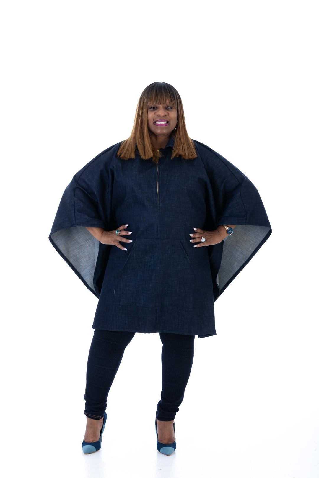 Blue Jean Denim Poncho: Machine Washable, Leight Weight for Any ...
