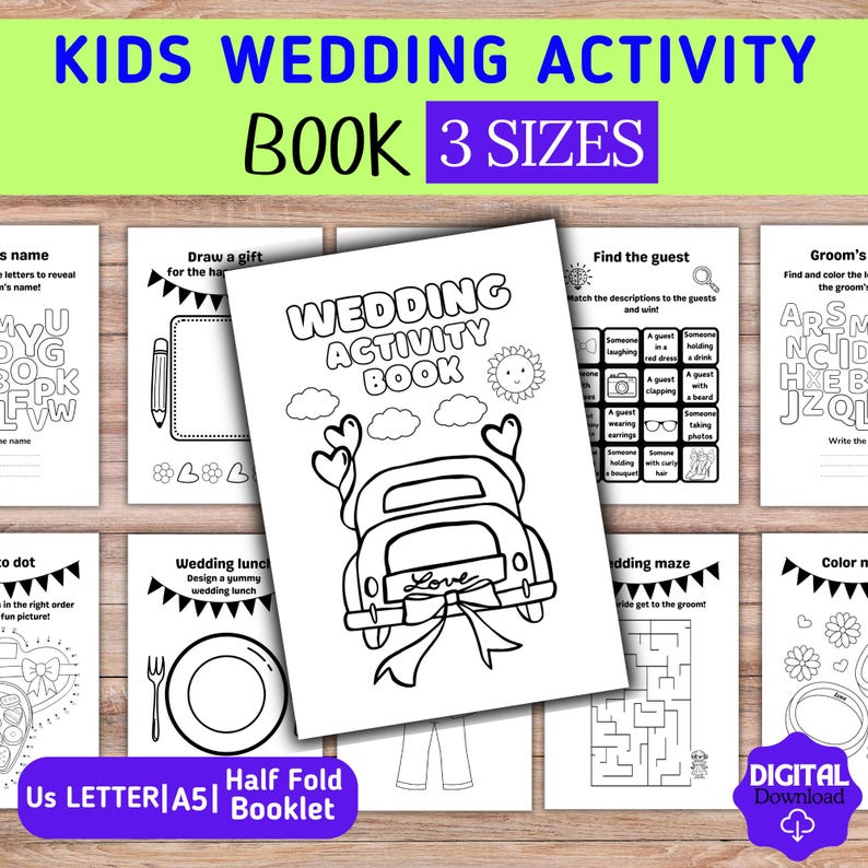 Kids Wedding Activity Book Wedding Coloring Pages Printable Games for ...