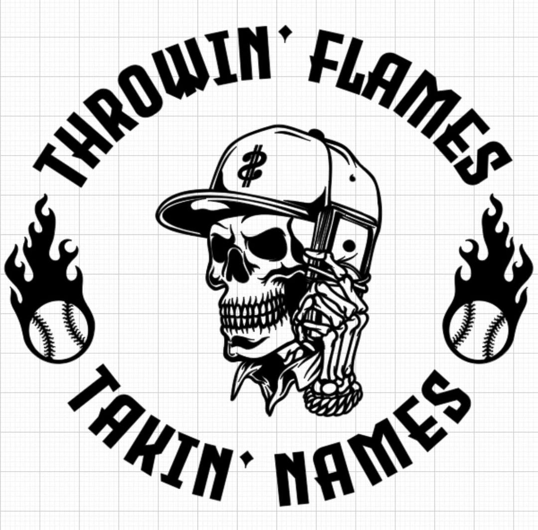 Throwin Flames Takin Names SVG, Baseball SVG, Skull Baseball Svg ...