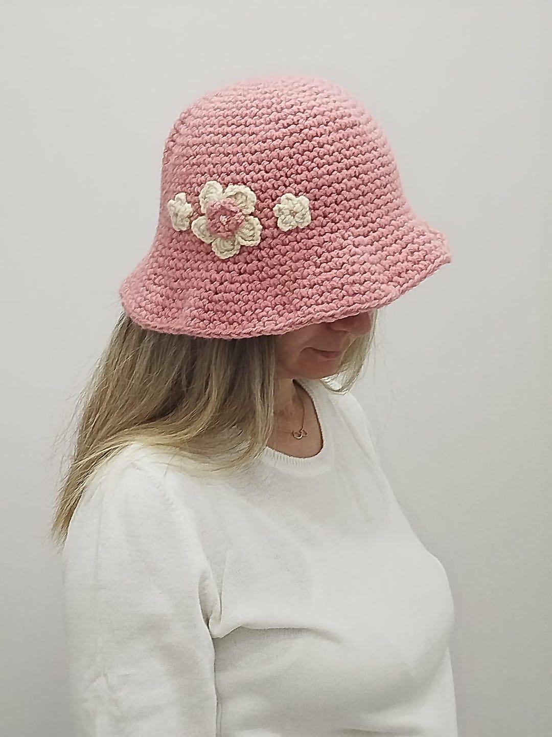 Pink Bucket Knitted Hat , Colorful Bucket Hat, Unisex Colorful Hat ...