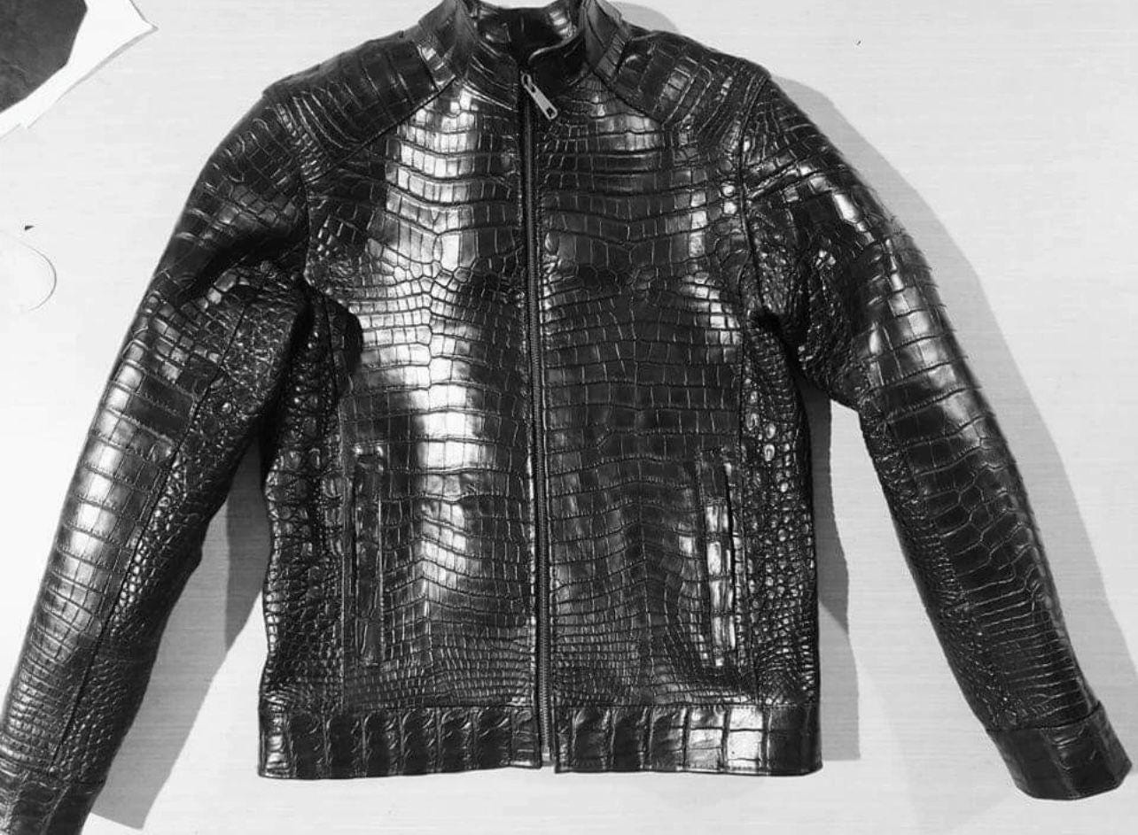Handmade Black Crocodile /alligator Leather Jacket Crocodile Pattern ...