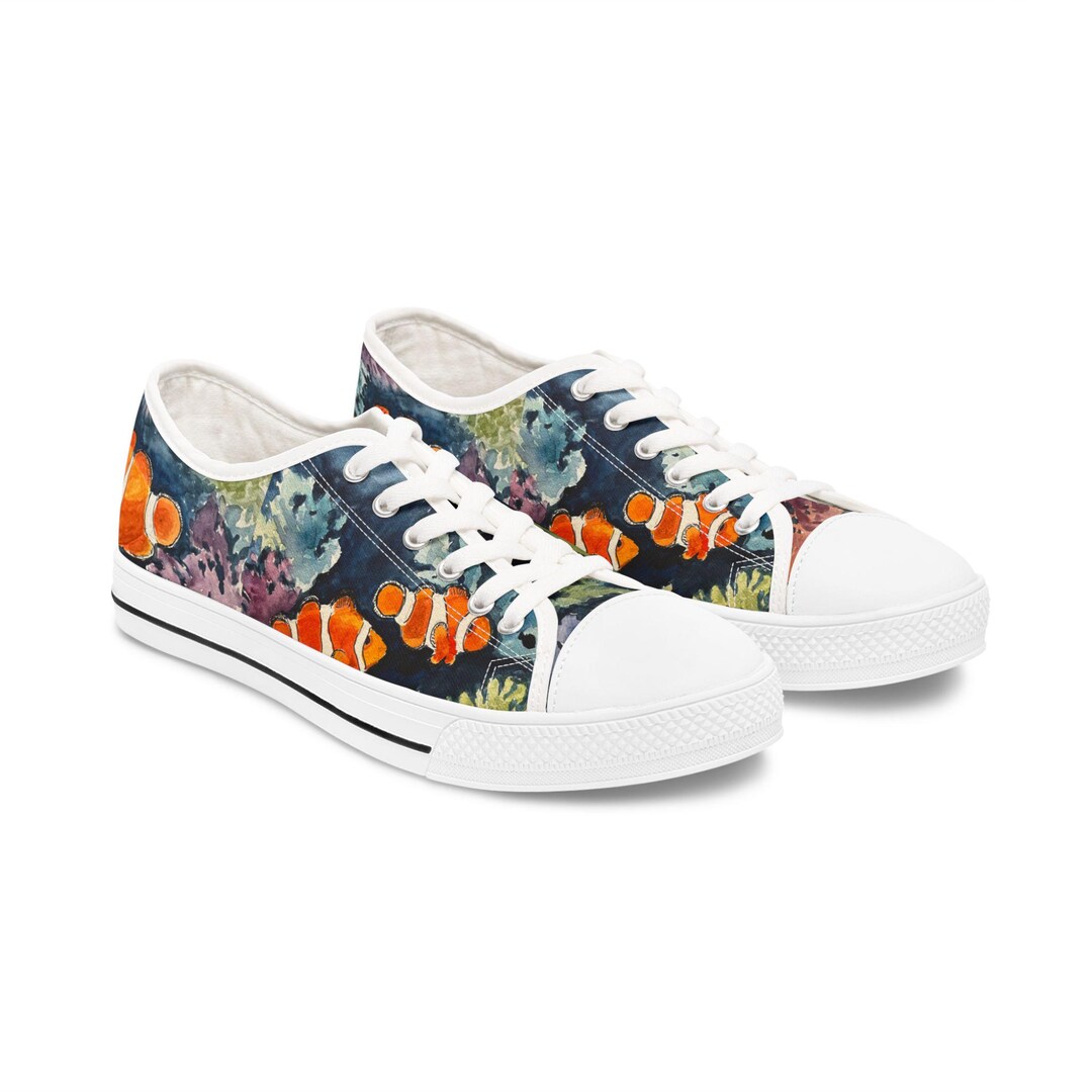 Coral Reef Women's Sneakers, Ocean Theme Low Top Shoes, Underwater Sea ...