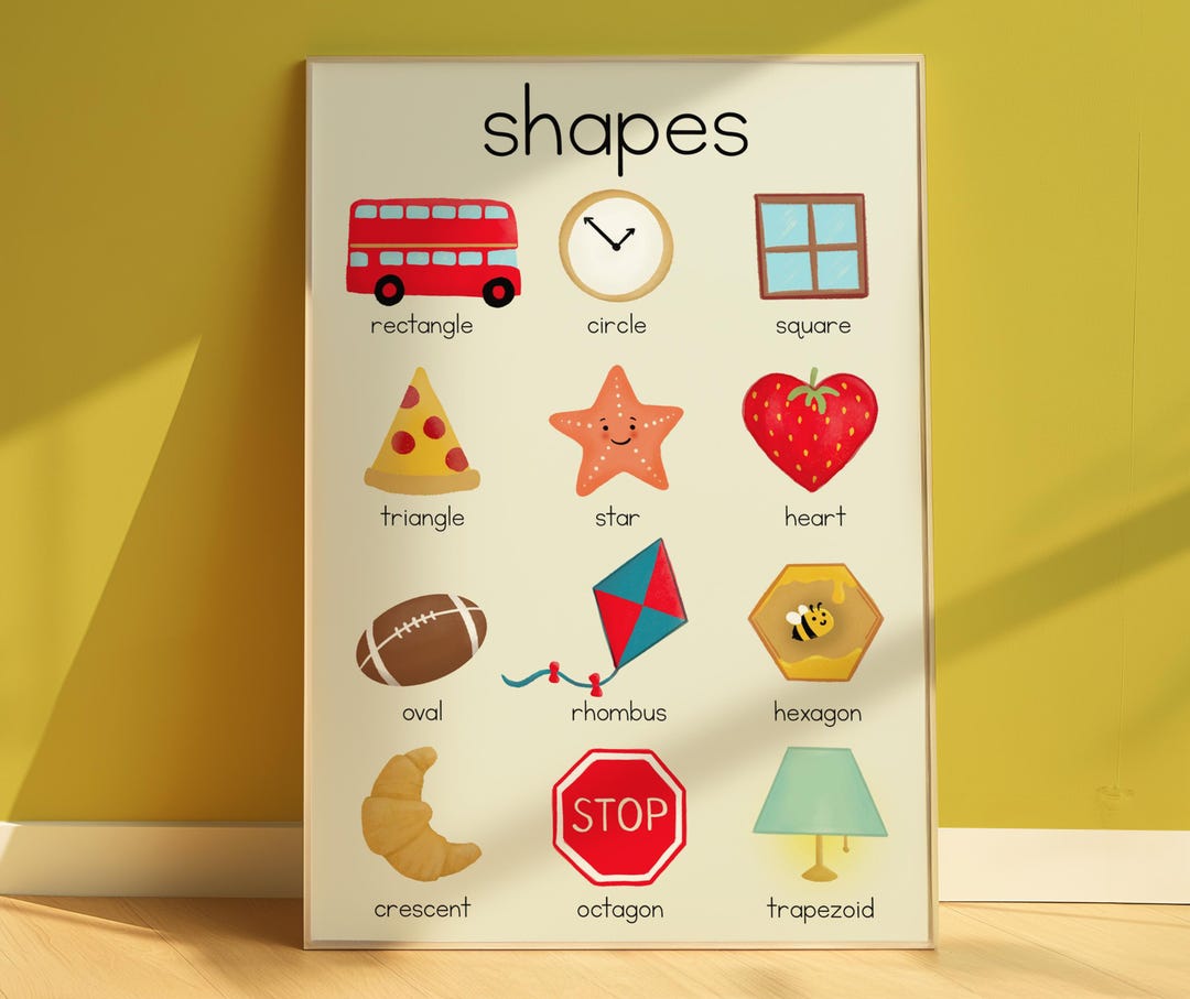 Shapes Poster for Kids: Educational Nursery & Classroom Wall Art - Etsy UK