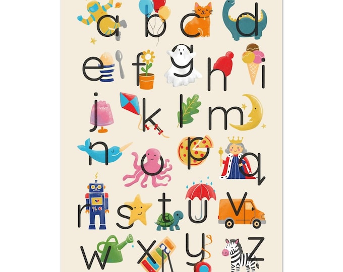 Alphabet Art Print. Preschool ABC Poster. Uppercase Letters, Lowercase ...