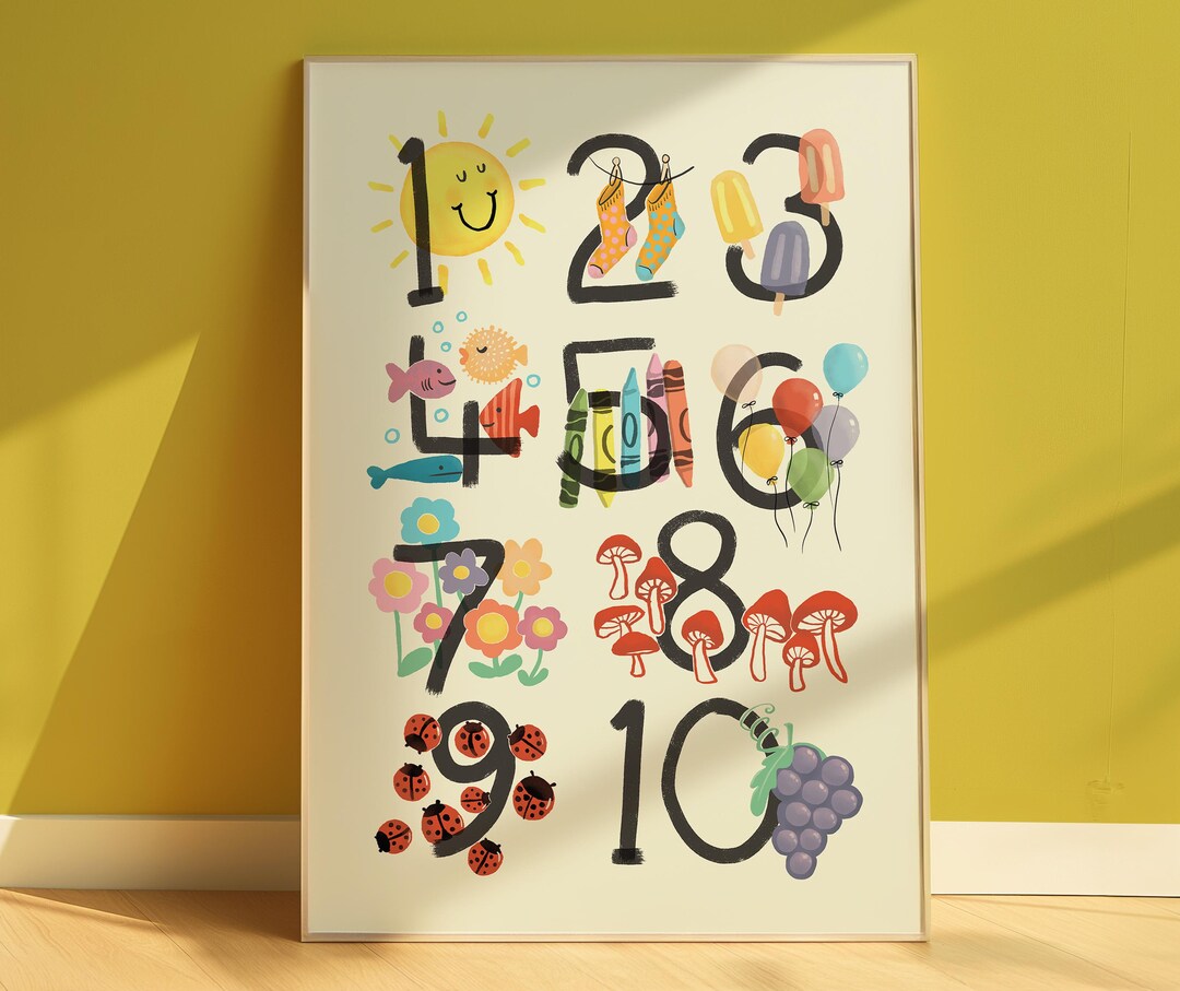 Montessori Number Poster 1-10: Whimsical Counting Art Print - Etsy