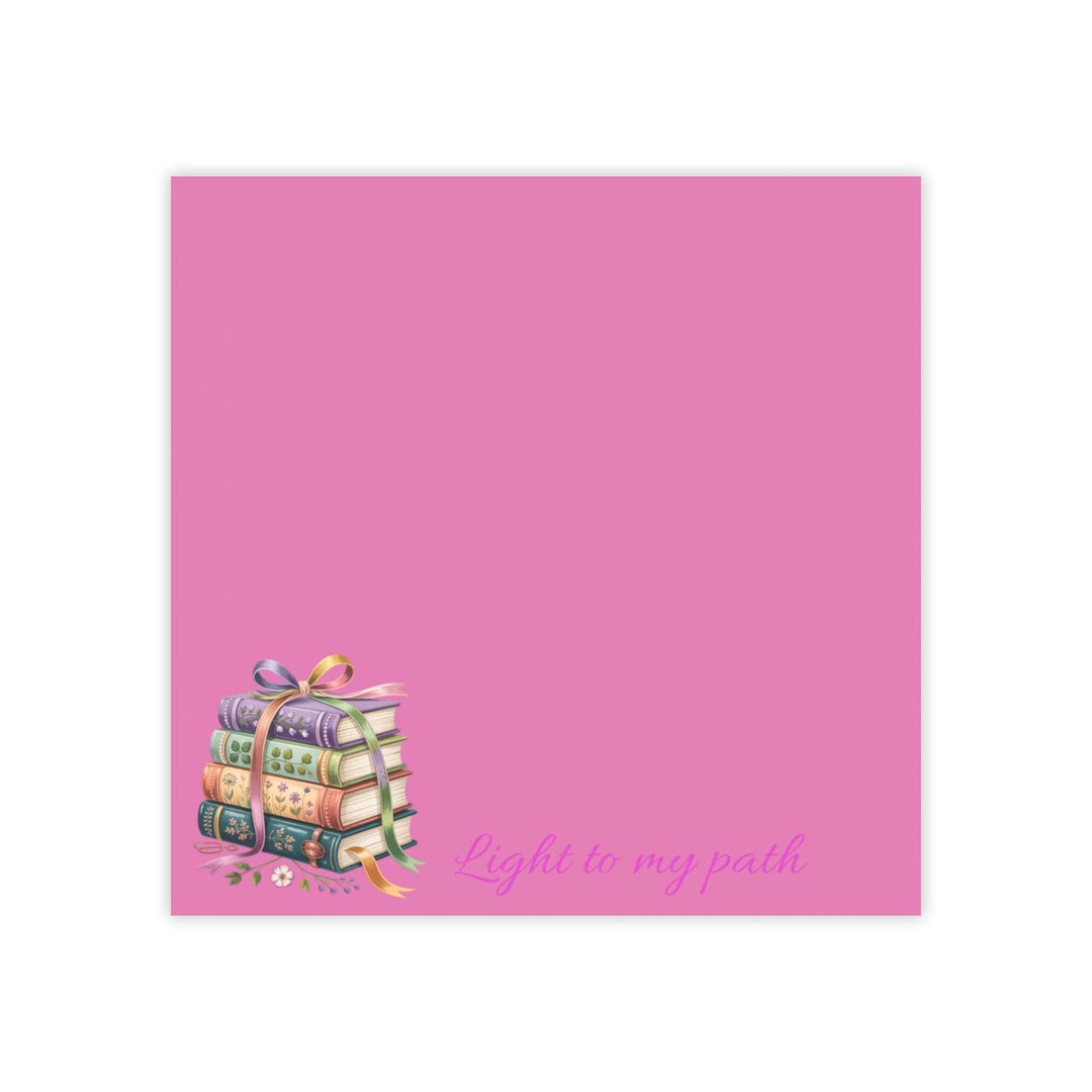 Stacked Vintage Books Post-it Note Pad | Pastel Pink Sticky Notes ...