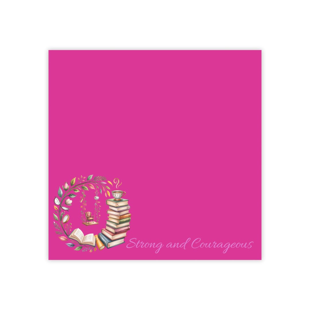 Strong and Courageous Books Post-it Note Pad | Pink Stack of Books ...