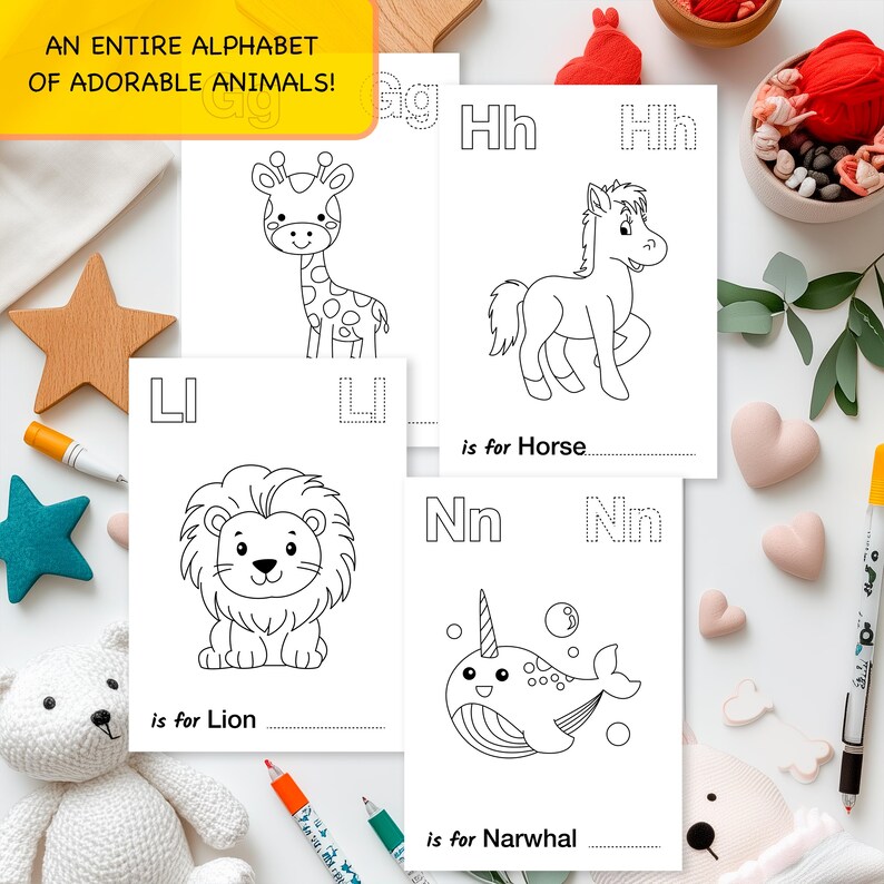 ABC Coloring Book Pages: Alphabet Coloring PDF, Preschool Coloring ...