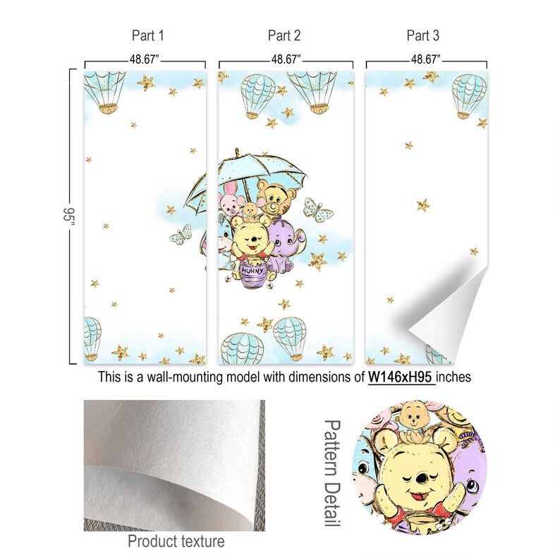 Winnie the Pooh Wallpaper Wall Decal Pooh Wall Art Eeyore Wall Sticker ...