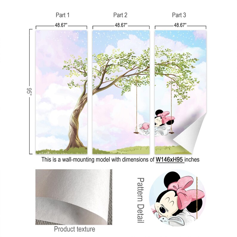 Minnie Mouse and Tree Kids Wallpaper, Cartoon Wallpaper, Baby Wallpaper ...