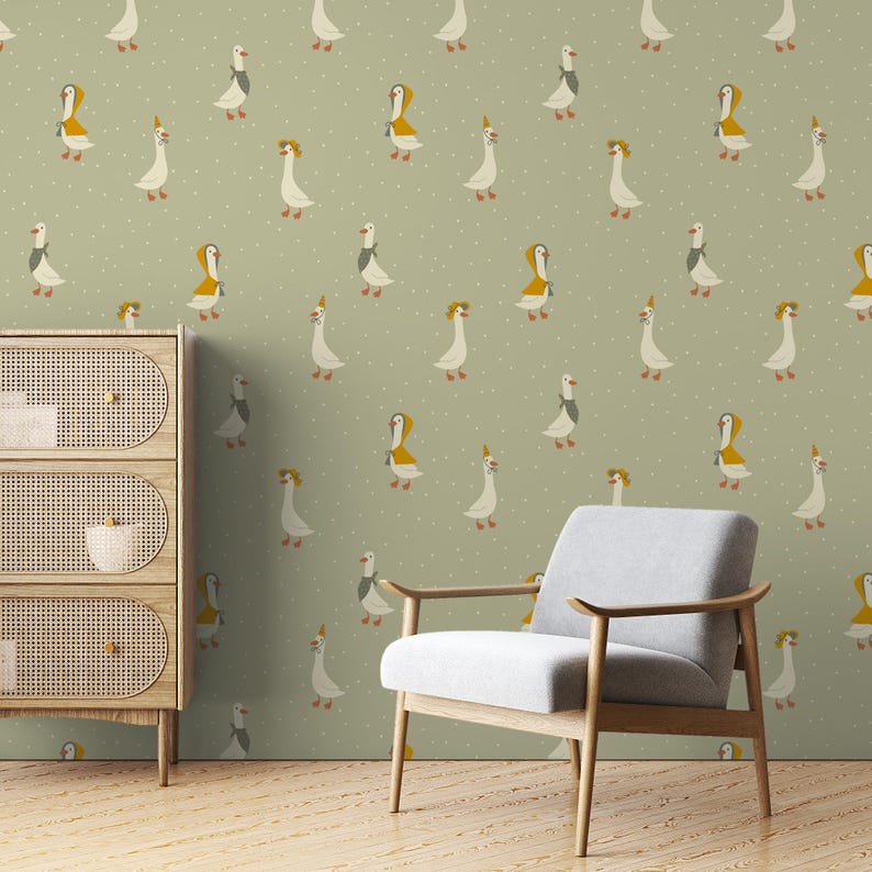 Farmhouse Goose Kids Wallpaper, Cute Peel and Stick Nursery Wall Decor ...