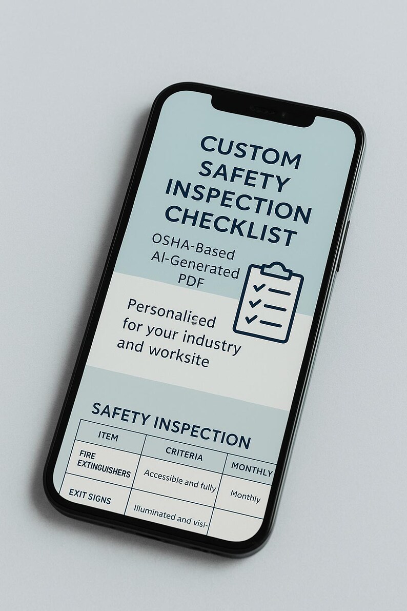 Custom Safety Inspection Checklist | Osha-based (PDF) - Etsy