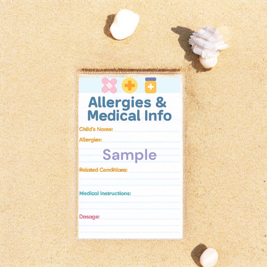 Child's Allergies & Medical Info Sheet – Printable Safety Form (PDF) - Etsy