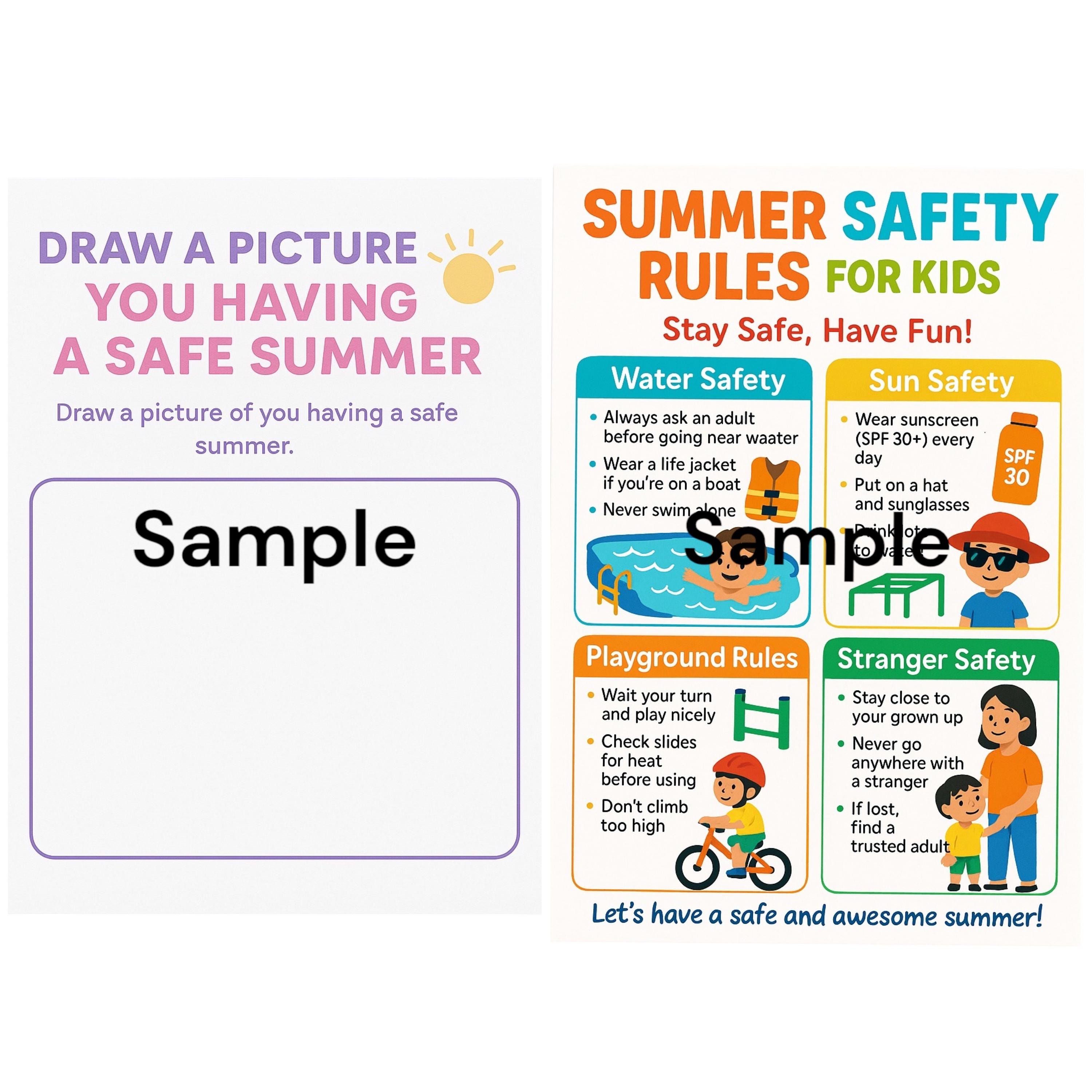 Summer Safety Rules Poster & Activity | Kids Printable Bundle (PDF) - Etsy