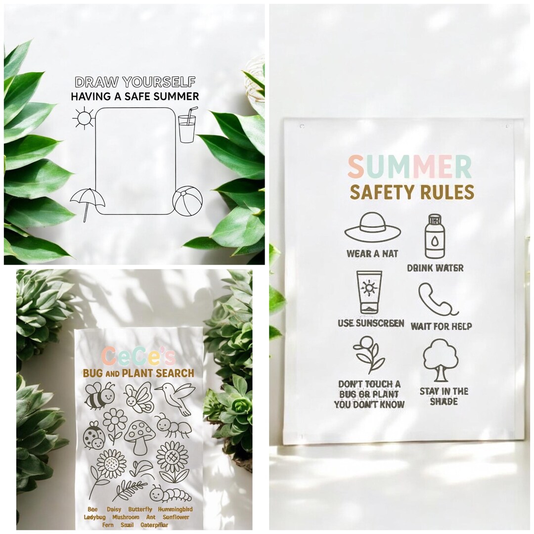 Summer Safety Printable Bundle for Kids – Bug Plant Search, Summer ...